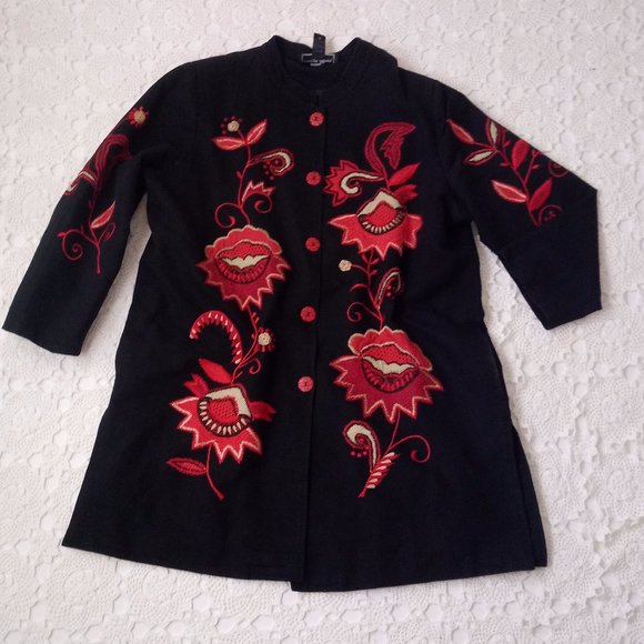 indigo moon | Jackets & Coats | Indigo Moon X Black Jacket Floral ...